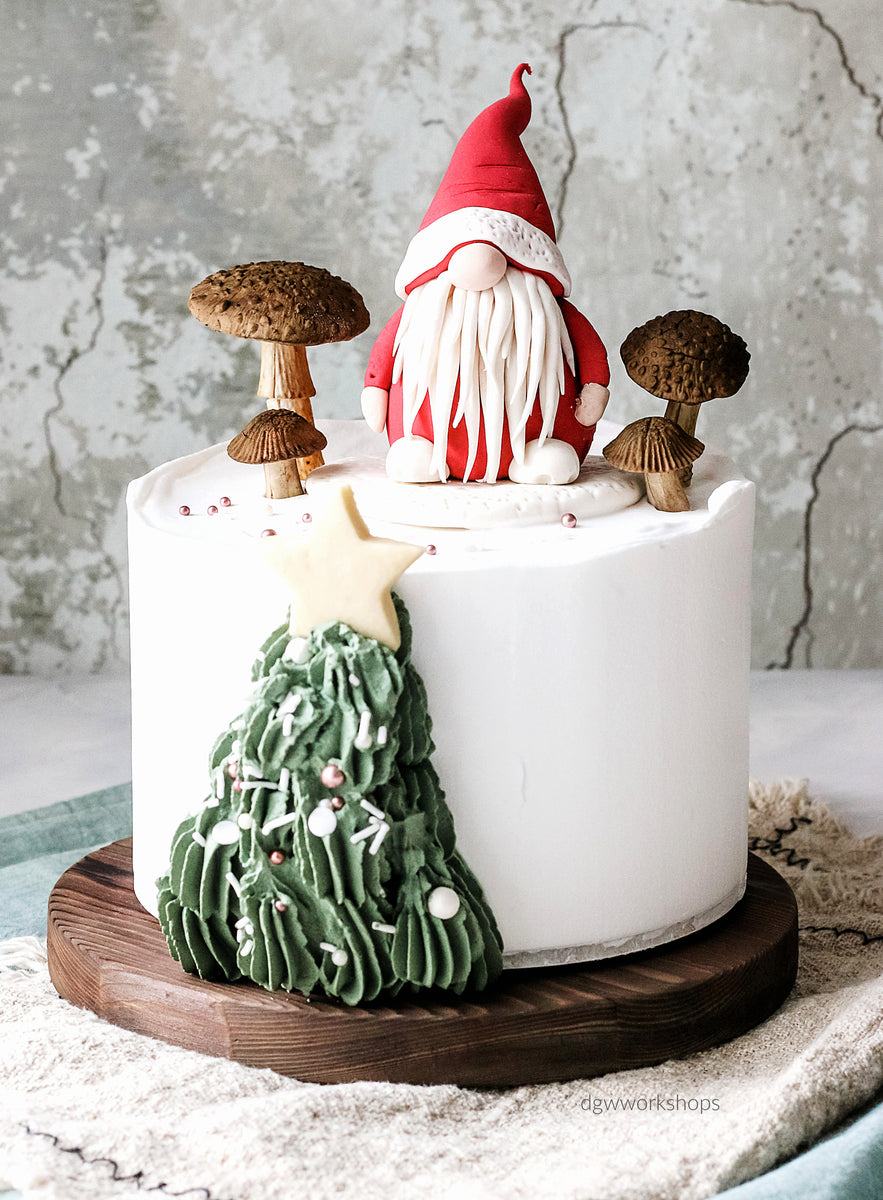 Hands-on Chocolate Chips Caramel Cream Cake with Edible Gnome and Mush ...